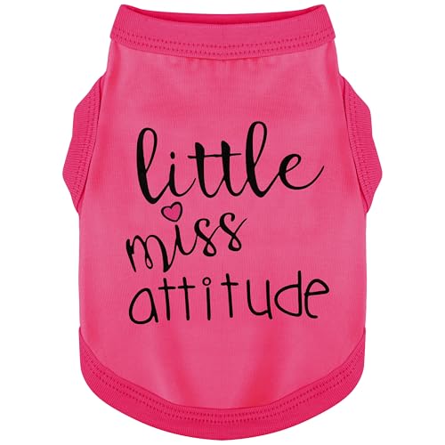 Personality-Packed Canine Attire: Soft, Lightweight Dog Clothes Featuring The Bold 'Little Miss Attitude' Slogan Print, Perfect for Small and Medium Dogs Rose Red Medium