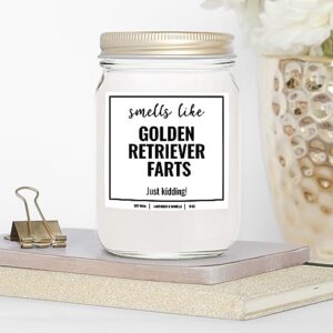 YouNique Designs Smells Like Golden Retriever Farts 8oz Soy Candle - Dog Farts Candle Gifts for Golden Retriever Lovers - Golden Retriever Gifts for Women, Men, Dog Lovers (Lavender & Vanilla)