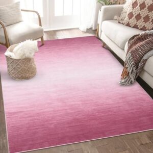 royhome 9x12 living room area rug modern ombre area rug non-slip washable indoor area rug contemporary area rug large floor carpet for bedroom nursery, pink