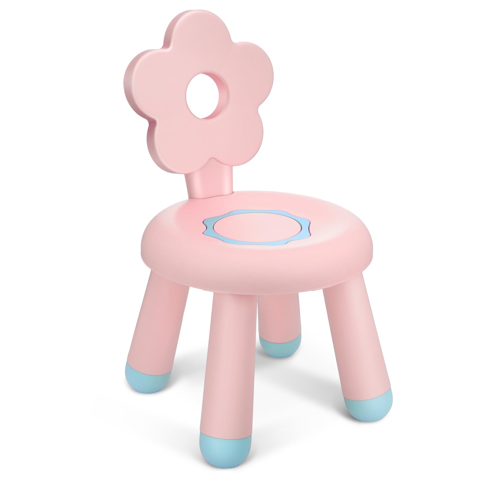 Layhit Plastic Toddler Chair for Boys and Girls Toddler Beach Chair 11.8 x 20 Inch Flower Kids Chairs for Table Beach Lawn Indoor Outdoor Playroom Nursery School Home Use(Pink)