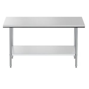 JOPHUN Stainless Steel Work Table, NSF Commercial Worktable with Undershelf and Legs for Restaurant, Home and Hotel - 24" D x 48" W x 34" H Inches