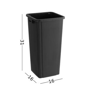 Mix.Home 23 Gallon Black Square Trash can Restaurant Trash can Commercial Trash can Tall Plastic Trash can Industrial Trash can Square Trash cans for Kitchen Janitorial Trash can