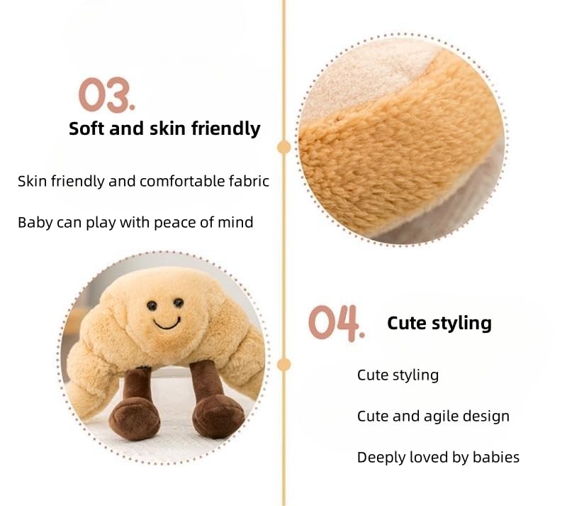 XIZHI Toast Bread Plush Toy Cute Croissant Plush Stuffed Funny Food Plushies Pillow Toy fors Gifts for Kids Birthday (Pretzel)