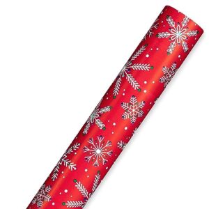 American Greetings 175 sq. ft. Reversible Red Christmas Wrapping Paper, Candy Cane Stripes and Snowflakes (1 Jumbo Roll 30 in. X 70 ft.)