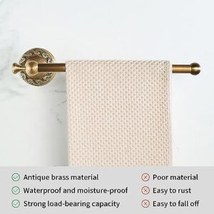 Hand Towel Bar for Bathroom Antique Bronze Brass, Rustproof Wall Mounted Towel Rack Hanger Bathroom Hardware Accessories Towel Holder,Pattern Carving Design