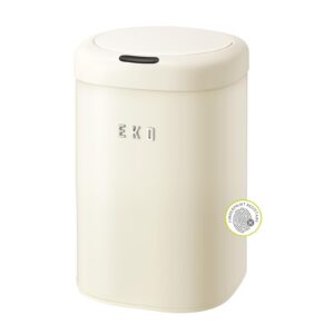 eko vintage automatic trash can, 9l / 2.8 gal small motion sensor bathroom trash can with lid, soft square wastebasket touchless garbage can, vanilla stainless