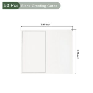 YOKIVE Place Cards for Table Setting, 50Pcs Name Cards Wedding Place Cards Tent Table Place Cards Blank Card for Wedding Reception Party, White Silver Frame