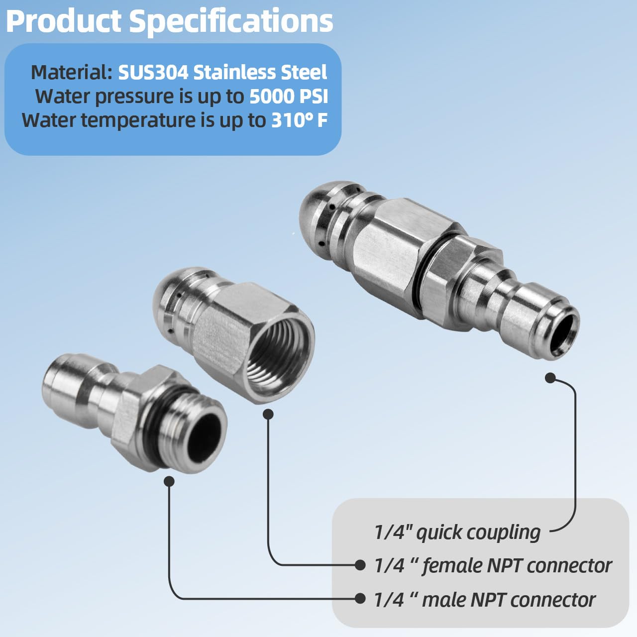 Pressure Washer Sewer Jetter Nozzle, Sewer Cleaning Nozzle Tips Pressure Drain Jetter Hose Nozzle with 1/4'' Quickly Connector 5000 PSI (2 Sets)