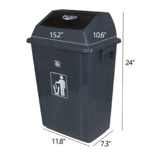 Yarebest 4-Pack 13 Gallon Plastic Trash Cans with Lids, Large Grey Garbage Waste Bin