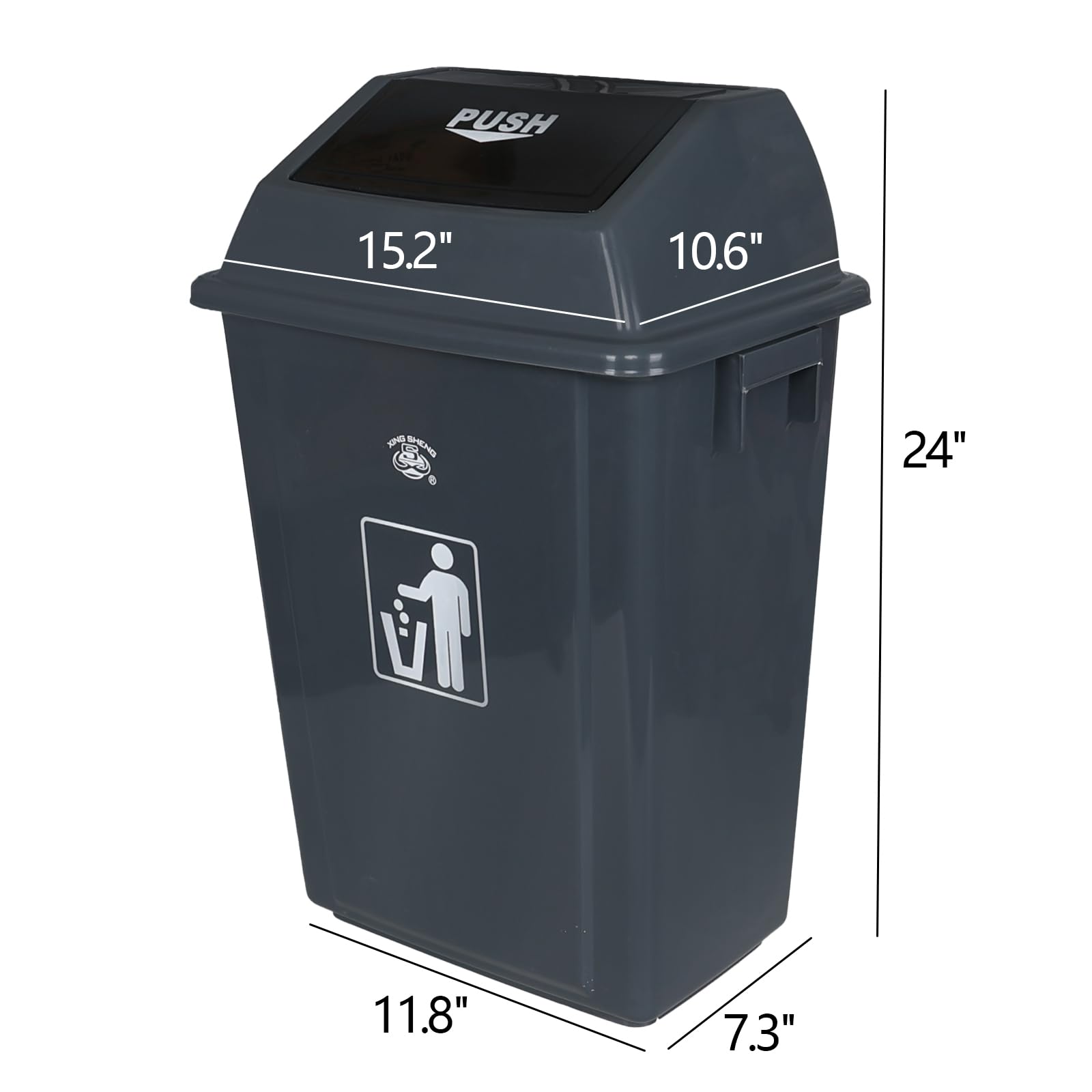 Yarebest 4-Pack 13 Gallon Plastic Trash Cans with Lids, Large Grey Garbage Waste Bin