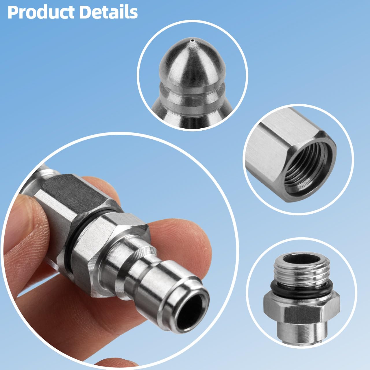 Pressure Washer Sewer Jetter Nozzle, Sewer Cleaning Nozzle Tips Pressure Drain Jetter Hose Nozzle with 1/4'' Quickly Connector 5000 PSI (2 Sets)