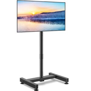 tvon tv floor stand for 13-50 inch lcd led flat/curved panel screen tvs up to 44 lbs, height adjustable tv stand mount with vesa 200x200, portable tv stand for bedroom, dorm room, office