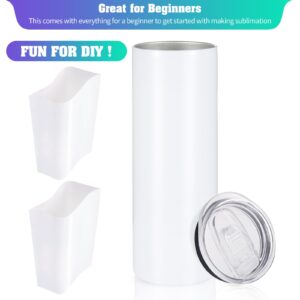 YOUKE OLA 16 Pack Sublimation Tumblers Straight Skinny Tumbler Blanks Bulk 20oz for Heat Transfer, Individual Gift Boxed, Double Wall Insulated Tumbler with Shrink Wrap & Straws