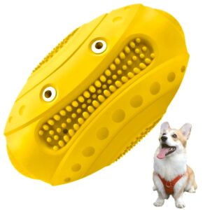 truseful squeaky dog chew toy for aggressive chewers - durable interactive teething football for better dental health(yellow, monster)