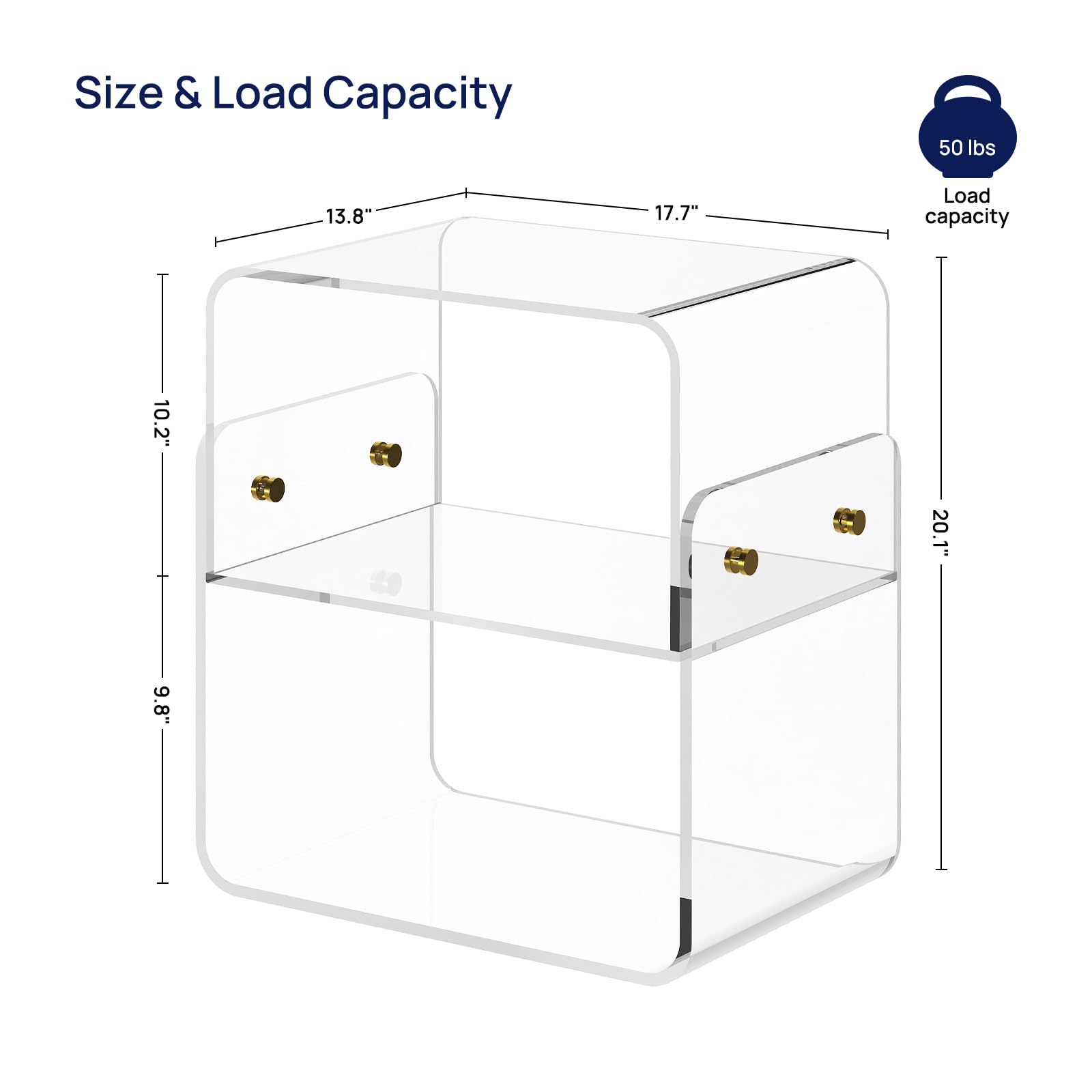 HMYHUM Acrylic Nightstand, 3 Tier Clear Bedside Table for Small Spaces, Modern Side/End Table for Bedroom, Easy Assembly, 17.7" L x 13.8" W x 20.1" H