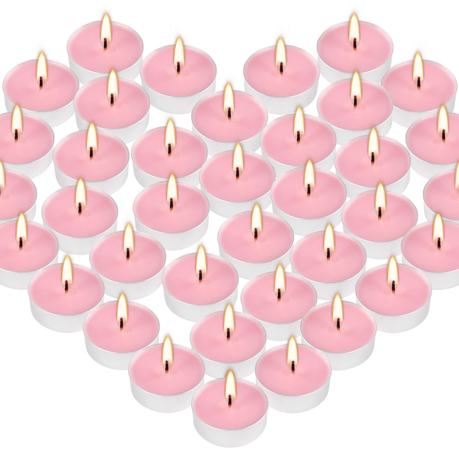 50 Pack Tealight Candles, Tea Lights Candles Set 4 Hour Pink Unscented Mini Votive Candles for Valentine's Day Anniversary Wedding Receptions