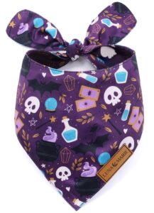 lunamarie - luxury pet birthday bandanas -premium & silky poly fabric | 100% handmade | custom shape dual layered (bewitched, large)