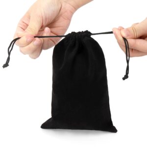 Goaste 50 Pieces Velvet Drawstring Bags, 5×7 Inch Black Jewelry Pouches, Soft Velvet Gift Bags, Velvet Double Drawstring Cloth Bags for Jewelry Bracelet, Headphone, Bead, Gift, Candy, Gadgets