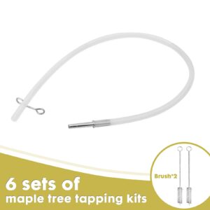 Maple Syrup Tapping Kit, Stainless Steel Maple Tree Taps Spiles, 6 Spiles and Hooks, 6pcs 3-ft Food Grade Tubing with 2 pack Spile Cleaning Brushes