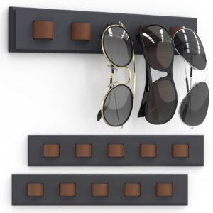 durmmur 3 pack sunglass organizer, wall mounted sunglasses organizer, wooden glasses holder sunglass holder, sunglasses rack for hanging your multiple eyeglasses, for wall, home decor(dark grey)