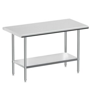 jophun stainless steel work table, nsf commercial worktable with undershelf and legs for restaurant, home and hotel - 24" d x 48" w x 34" h inches