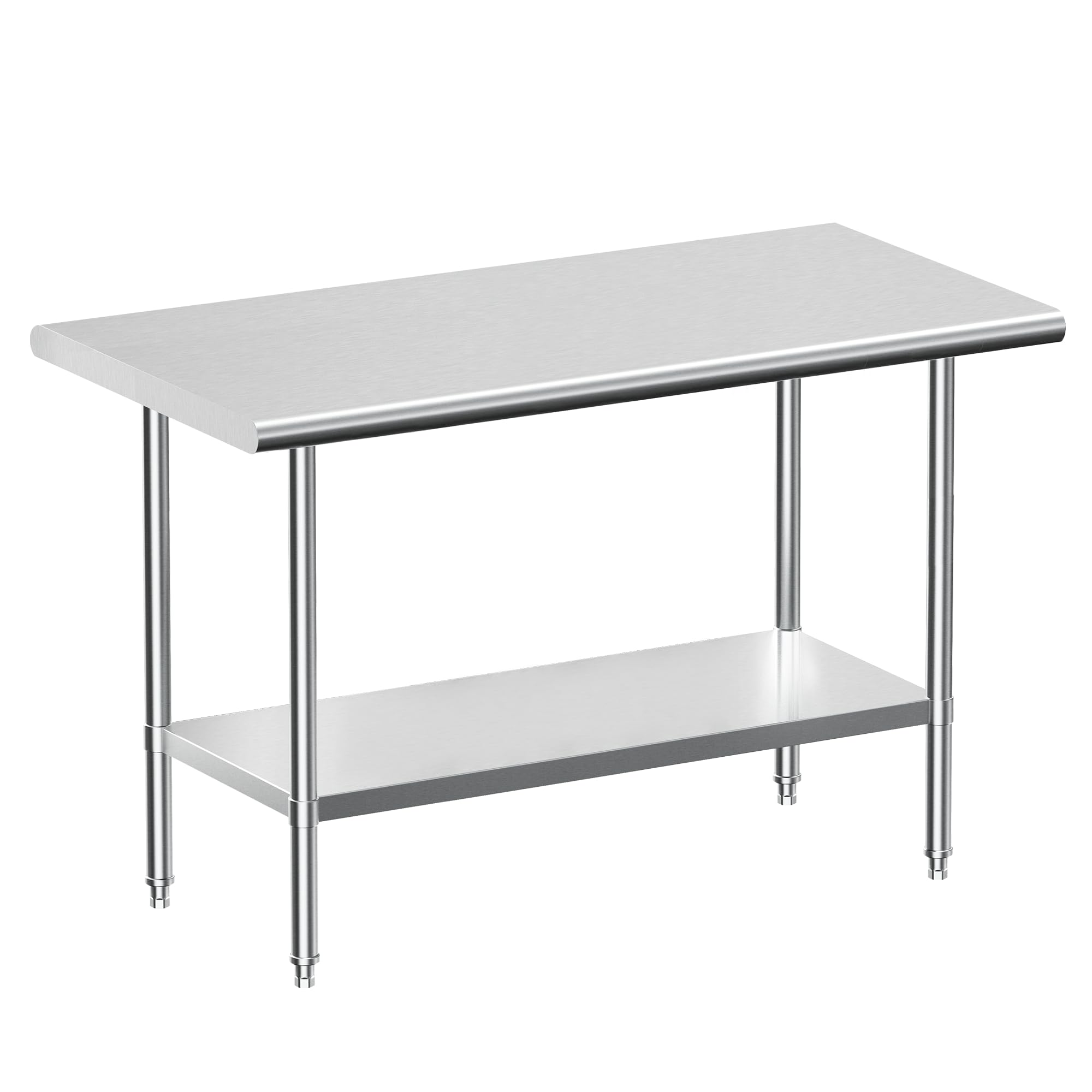 JOPHUN Stainless Steel Work Table, NSF Commercial Worktable with Undershelf and Legs for Restaurant, Home and Hotel - 24" D x 48" W x 34" H Inches