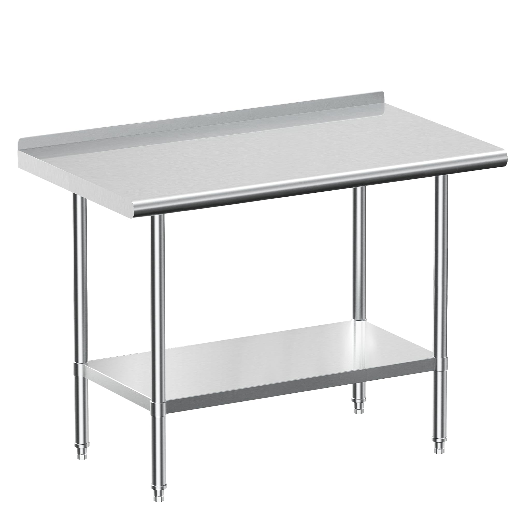 JOPHUN Stainless Steel Work Table with Backsplash, Commercial Table for Prep & Work Table for Restaurant and Home - 24" D x 48" W x 34" H Inches