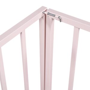 Harper & Bright Designs Queen Metal Floor Bed Frame with Rails, Queen Montessori Floor Bed with Fence and Door, for Kids Girls Boys (Queen Size, Pink)