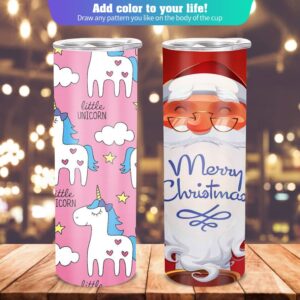 YOUKE OLA 16 Pack Sublimation Tumblers Straight Skinny Tumbler Blanks Bulk 20oz for Heat Transfer, Individual Gift Boxed, Double Wall Insulated Tumbler with Shrink Wrap & Straws