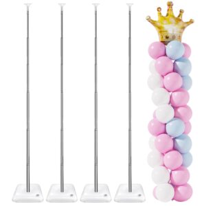 rubfac balloon stand for floor set of 4, 6.6ft adjustable height balloon column kit for floor with metal telescopic pillar for baby shower birthday party graduation wedding decoration