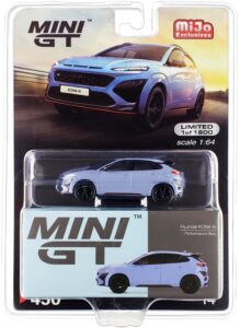 hyundai kona n performance light blue limited edition to 1800 pieces worldwide 1/64 diecast model car by true scale miniatures mgt00450