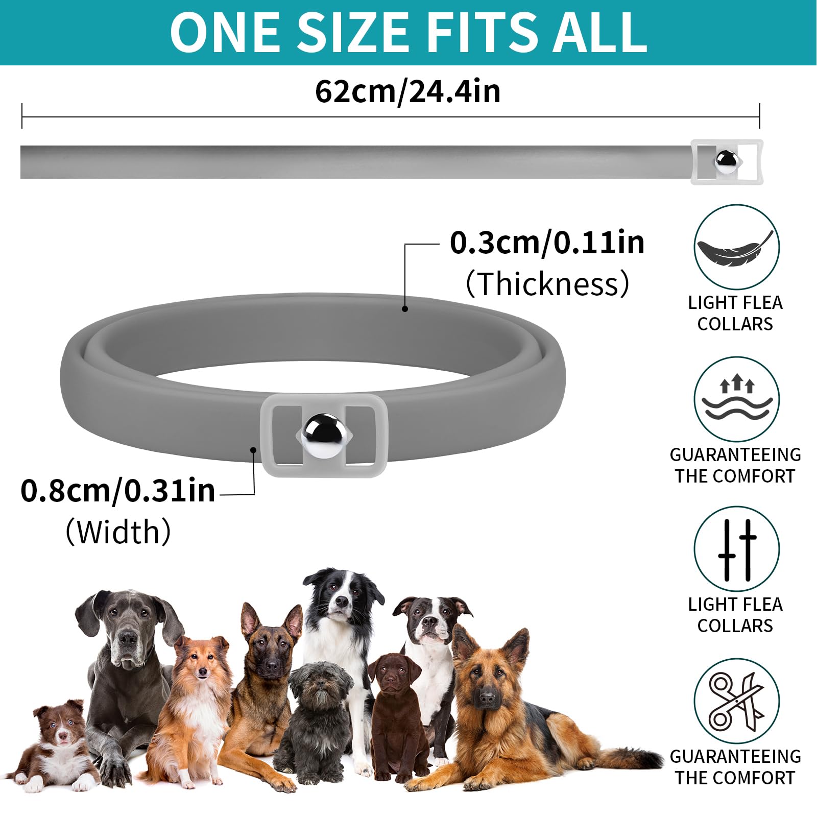 4 Pack Flea Collar for Dogs, Dog Flea and Tick Collar 8 Months Flea and Tick Treatment Prevention for Dogs, Waterproof Adjustable Dog Flea Collar Natural Tick and Flea Collar for Dogs (4Color)