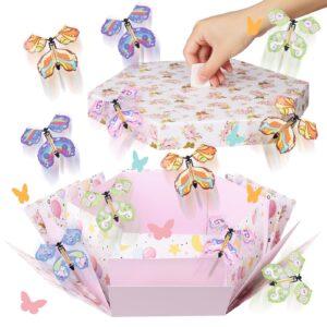 auidy_6txd butterfly explosion gift box, flying butterfly surprise gift box 5.7x5.7x5.5 inches, diy exploding surprise flying butterfly gift box for gift, birthday, wedding, party, anniversary