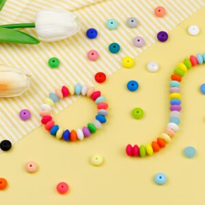 180PCS FIVEIZERO Silicone Lentil Beads,12mm 30 Colos Silicone Abacus Beads Silicone Beads Bulk Loose Spacer Jewelry Beads Colorful DIY Lanyard Beads for Making Necklace Keychain Accessories