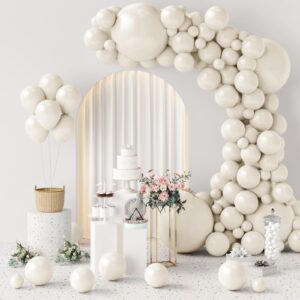 154pcs ivory white balloons white sand white cream beige balloon for balloon arch different sizes 5/10/12/18 inch balloon garland kit for wedding birthday party supplies bridal shower decorations