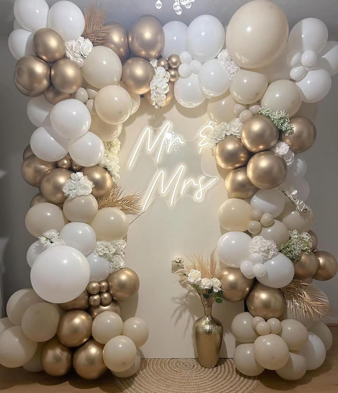 Nude White Gold Balloons, 60PCS Metallic Champagne Gold Cream White Clear Balloons White Sand Blush Beige Transparent Party Balloons for Birthday Boho Wedding Anniversary Engagement Hen Decorations