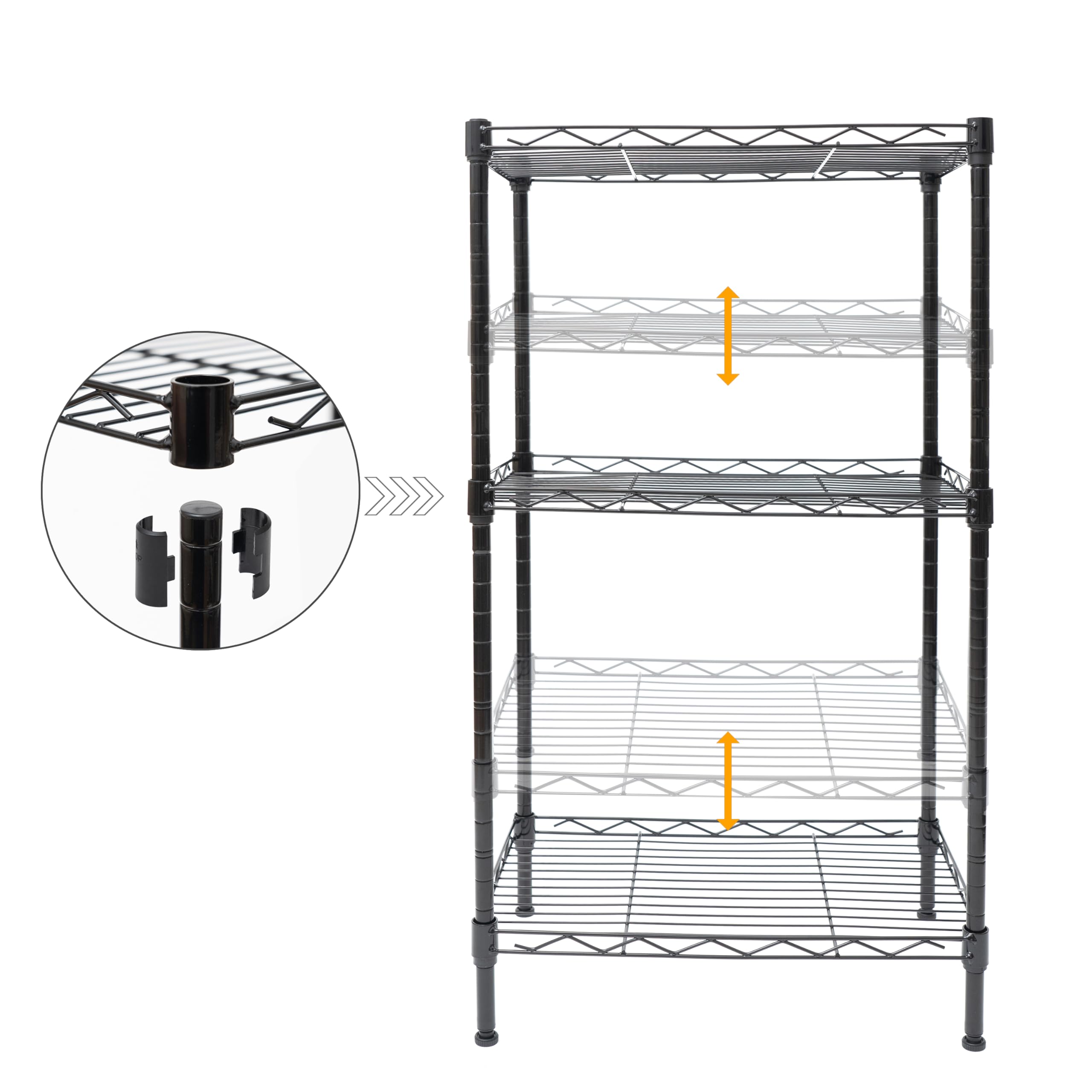 YL traV 3 Tier Kitchen shelves,Wire Shelving, Shelving Units and Storage Rack, Fixed Layer Spacing Storage Metal Large Capacity 17.3" L x 11.4" W x 31" H for Pantry Closet Kitchen Laundry Black