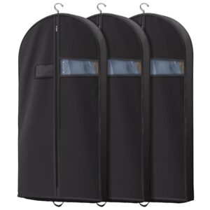 lazebox 3 packs garment bags for travel and closet storage with zipper pocket, heavy duty waterproof hanging suit bag with handles for suits, coats, jackets, shirts