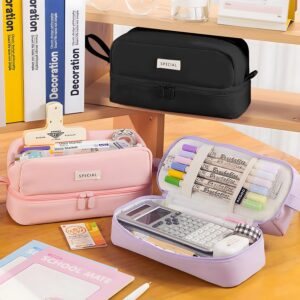 MAMUNU Pencil Case Large Capacity, Pencil Case Aesthetic, Pencil Case Pen Pouch with Zipper Compartments Portable Handle, Pencil Pouch for School Office College Teen Girls Boys Adults Students