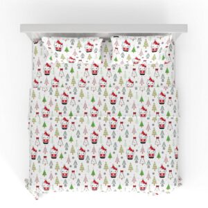 franco hello kitty holiday & christmas bedding super soft 100% cotton flannel sheet set, king, (officially licensed product)