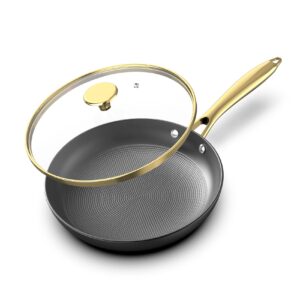 imarku non stick frying pans, long lasting 10 inch frying pan with lid, professional cast iron skillets nonstick frying pan, frying pans nonstick with lid and stay cool handle, christmas gifts