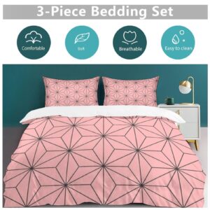 Anime Bedding Set - Soft Brushed Microfiber 68x90 Inches Duvet Cover Set, 3 Piece, 1 Duvet Cover with Zipper Closure and 2 Pillow Shams (Twin,Pink)