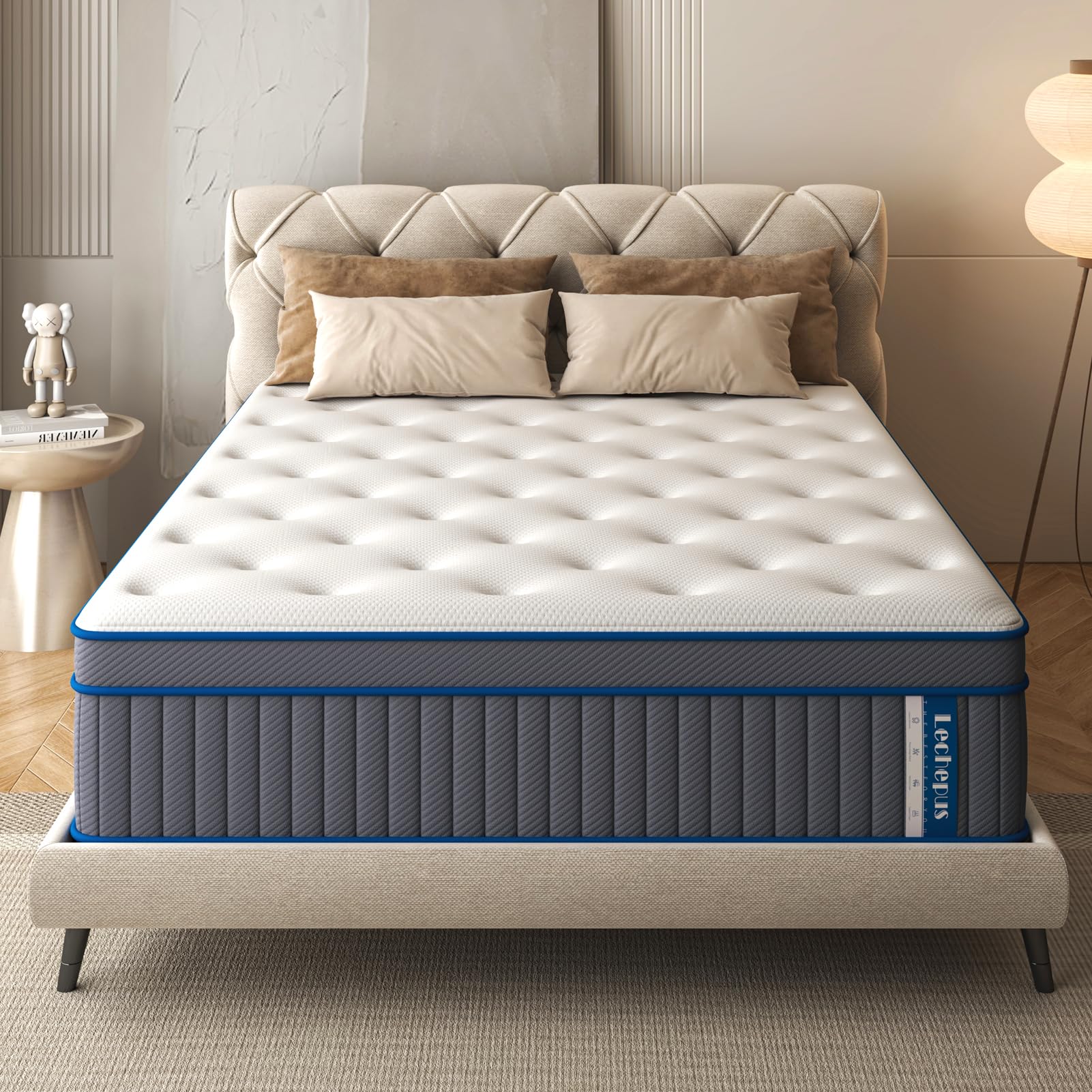 Twin Mattress, Lechepus 14 Inch Hybrid Twin Size Mattress with Gel Memory Foam & 7-Zone Individual Pocket Springs for Cooling Sleep, Medium Plush Twin Mattress in Box, Motion Isolation