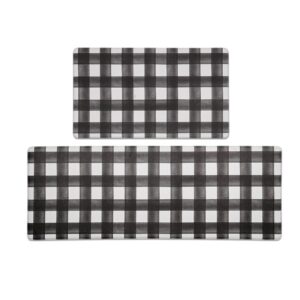 freshmint modern farmhouse plaid 2 piece set kitchen mats for floor anti fatigue waterproof & non-skid kitchen rugs cushioned kitchen mat for standing washable comfort desk kitchen runners