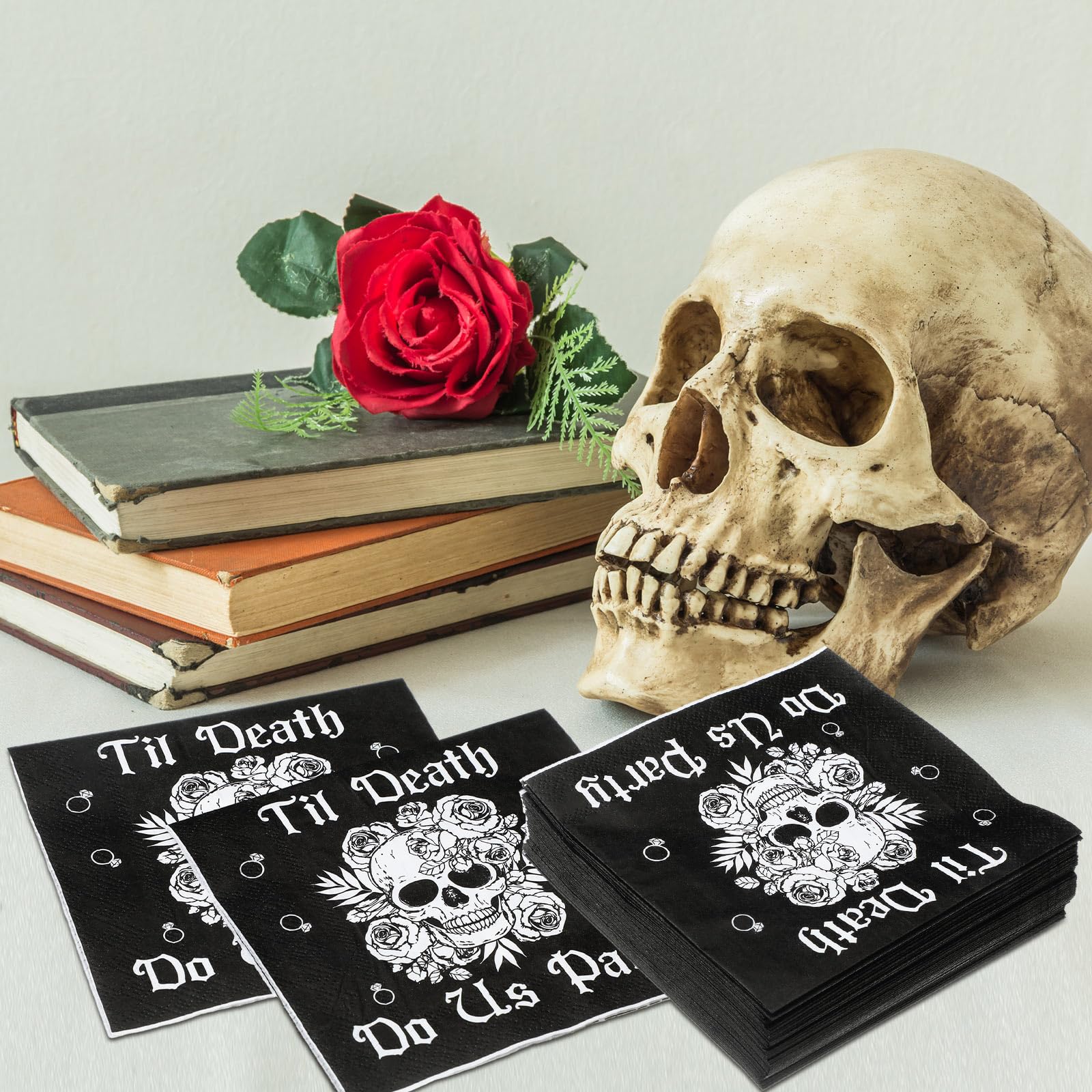 Geyoga 50 Pcs Til Death Do Us Party Napkins Gothic Bachelorette Bridal Shower Party Supplies Napkins Halloween Bachelorette Wedding Engagement Supplies Til Death Do Us Party Bachelorette Supplies