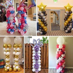 RUBFAC Balloon Stand for Floor Set of 4, 6.6ft Adjustable Height Balloon Column Kit for Floor with Metal Telescopic Pillar for Baby Shower Birthday Party Graduation Wedding Decoration