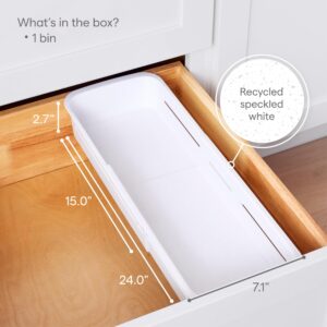 YouCopia DrawerFit Sliding Drawer Bin, Expandable and Adjustable Kitchen Storage Organizer, Speckled White