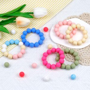 120PCS FIVEIZERO Silicone Beads, 15mm Silicone Beads White for Keychain Making Bulk Round Silicone Beadsfor Bracelet Necklace DIY Crafts Making (White)