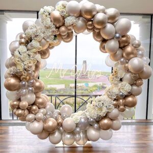 Nude White Gold Balloons, 60PCS Metallic Champagne Gold Cream White Clear Balloons White Sand Blush Beige Transparent Party Balloons for Birthday Boho Wedding Anniversary Engagement Hen Decorations