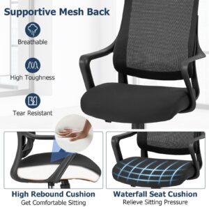 Tangkula Height Adjustable Ergonomic Office Chair, Swivel Computer Chair with Breathable Mesh Back, Mobile Desk Chair with Armrest, Comfortable PC Chair Home Office Chair for Study, Office, Game Room